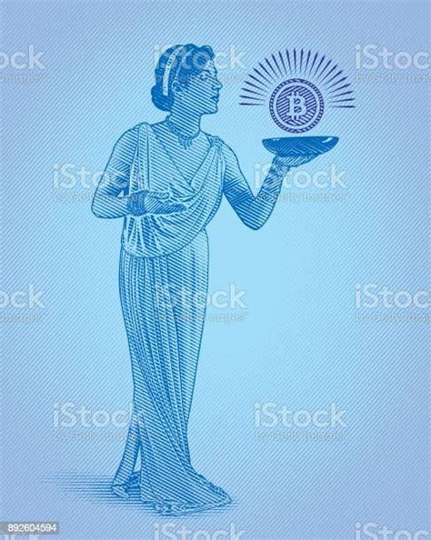 여자와 Bitcoin 가상현실에 대한 스톡 벡터 아트 및 기타 이미지 가상현실 가상현실 시점 경제 Istock