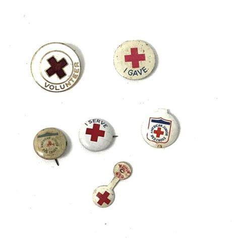 Vintage Lot Of 6 American Red Cross Pins Buttons Tacks M07 21 Ebay