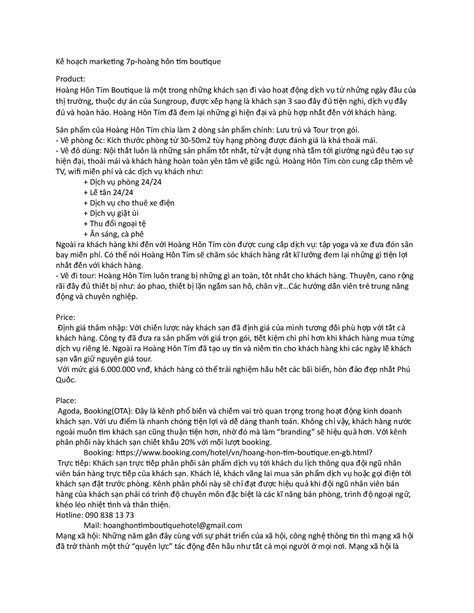 Kế Hoạch Marketing 7p Blank Ky2nhom1 Qtcungung Kếế Ho Ch Marketng 7p Hoàng Hôn Tm Boutqueạ