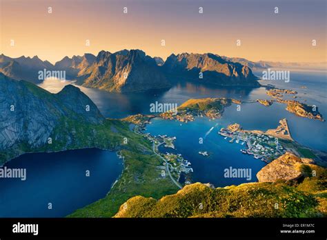 Lofoten Islands View From Reinebringen At Lofoten Islands Located In