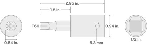 1 2 Inch Drive X T60 Torx Impact Bit Socket Tekton Sib24260