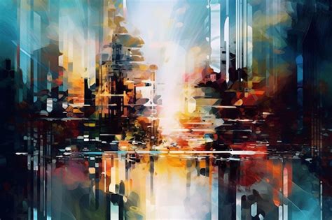 premium ai image abstract city background augmented reality glitch