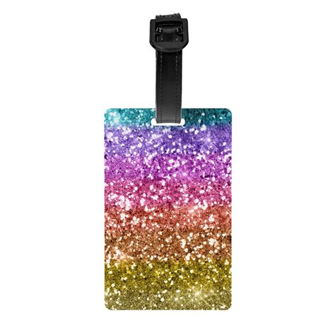 Luggage Tags Glitter Rainbow Printb Pvc Luggage Tags For Suitcases
