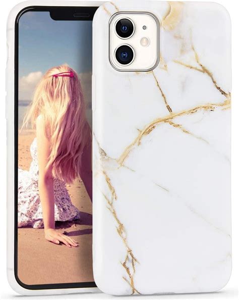 Apple IPhone Hoesje Wit Goud Marmer Soft TPU Bol
