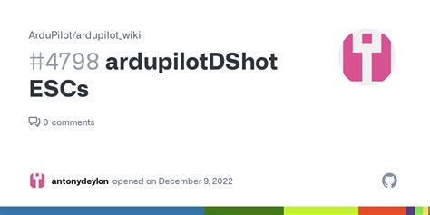 Ardupilotdshot Escs · Issue 4798 · Ardupilotardupilotwiki · Github