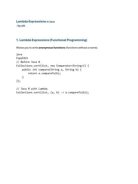 Java Lambda Expressions Explained Pdf