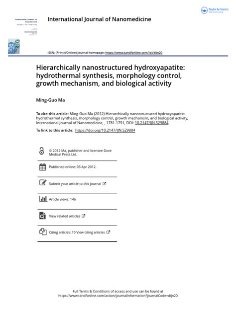 Hierarchically Nanostructured Hydroxyapatite Hydrothermal Synthesis Morphology Control Growth