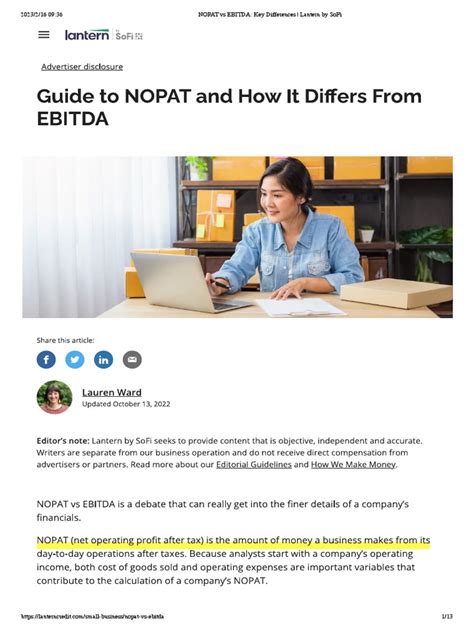 Nopat Vs Ebitda Key Differences Lantern By Sofi Pdf