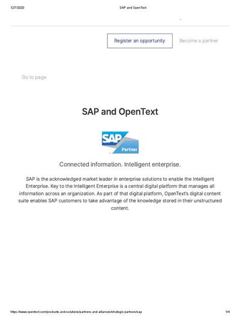 Sap And Opentext Pdf Sap Se Cloud Computing