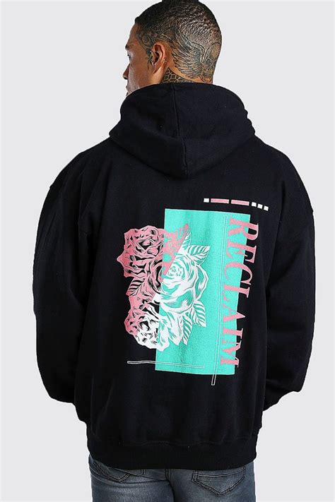 Oversized Rose Back Print Hoodie Hoodie Print Hoodie Design Shirt