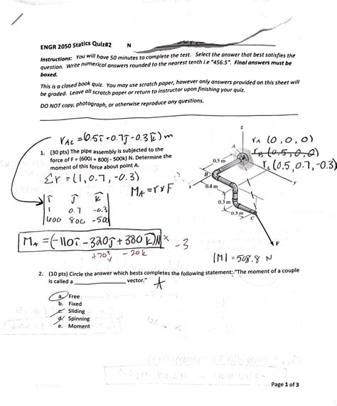 Engr 2050 Exam 2 Engr 2050 Statics Jon Davis Spring 2023 Engr 2050