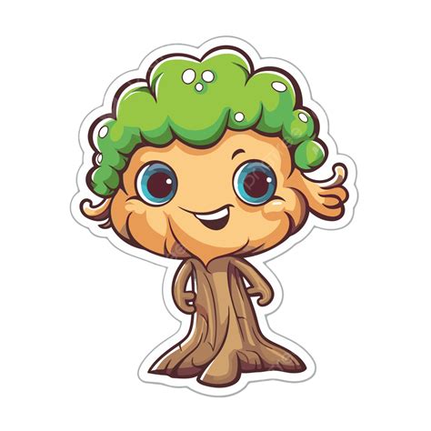 회색에 고립 된 나무 만화 일러스트 스티커의 귀여운 스티커 벡터 업데이트 상표 만화 Png 일러스트 및 벡터 에 대한 무료 다운로드 Pngtree