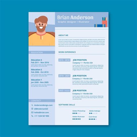 Modèle De Cv De Graphiste Vecteur Premium