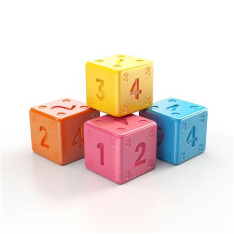 Premium Ai Image Adorable Rubber Number Cubes 3d Illustration Of 4 Isolated On White