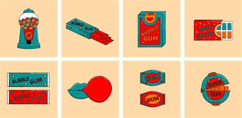 Set Of Cartoon Bubble Gum Vector Illustrator Vibrant Colors 23899150