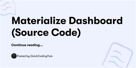 Materialize Dashboard Source Code QuickCodingTuts Buymeacoffee