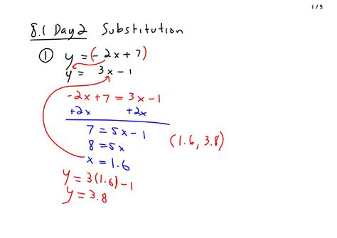 Solutions Via Substitution Intermediate Algebra Lecture Handout