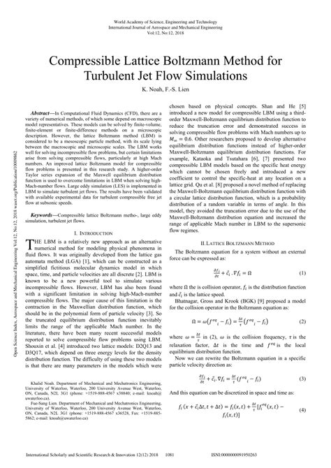 Pdf Compressible Lattice Boltzmann Method For Turbulent Jet Flow