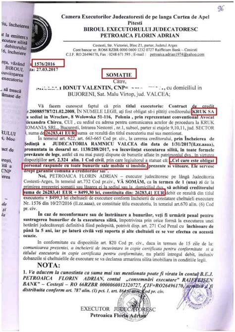 Angajament De Plata Executare Silita Model