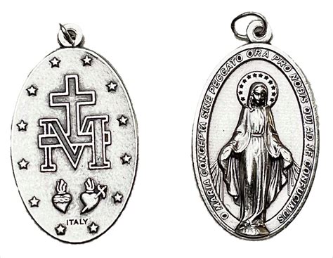 Medalla De La Virgen Milagrosa Doble cara ovalada metálica oración