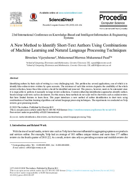 Pdf A New Method To Identify Short Text Authors Using Combinations Of