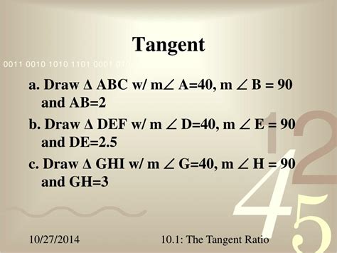 PPT 10 1 The Tangent Ratio PowerPoint Presentation Free Download ID 5927450