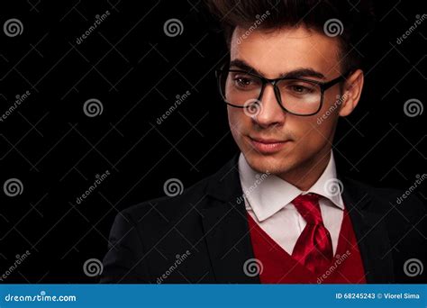 Businessman In Black Suit Wearing Glasses Stock Image Image Of Head