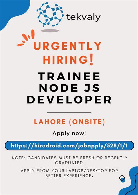 Tekvaly On Linkedin Lahore Hiring Tekvaly Trainee Nodejs Development