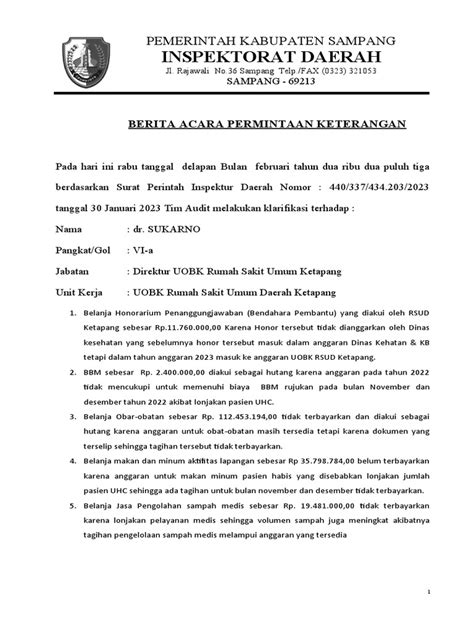 Berita Acara Permintaan Keterangan Pdf