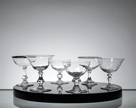 Mismatched Etched Crystal Glassware Vintage Crystal Set Of 6 Holiday