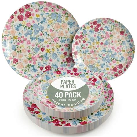 Heavy Duty Paper Plates 40 Piece Paper Disposable Plates For Party Set