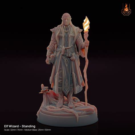 3d Printable Elf Wizard Standing By Magnetic Foundry