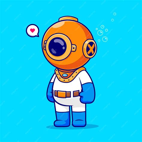 Premium Vector Cute Diver Standing Cartoon Vector Icon Illustration