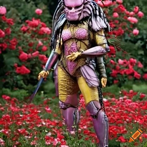 Illustration Of An Alien Woman With Flowers And Sword On Craiyon