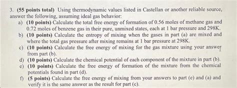Solved 3 55 Points Total Using Thermodynamic Values