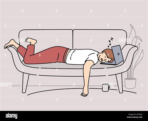 Tired Person Sofa Stock Vector Images Alamy