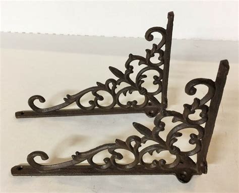 Set Of 2 Fancy Fleur De Lis Wall Shelf Bracket Ornate Corbel Brace