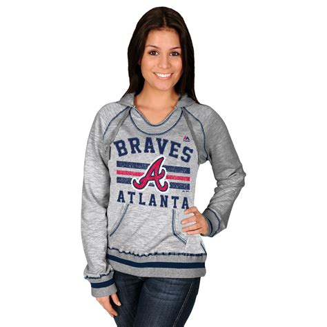 Womens Atlanta Braves Majestic Steel All Time Slugger Pullover Fleece