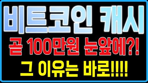 비트코인 캐시 곧 100만원 눈앞에 그 이유는 바로 Youtube
