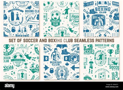 Boxing And Soccer Club Seamless Pattern Vector For Sport Club