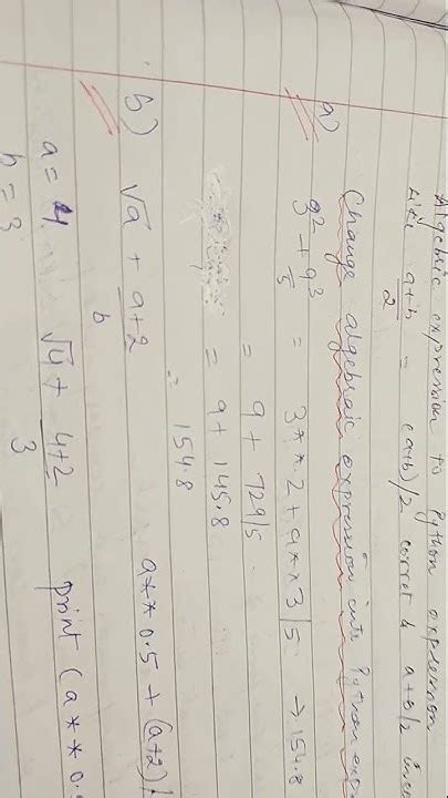 Algebraic Expressions In Python Class Xi Ip Python Youtube