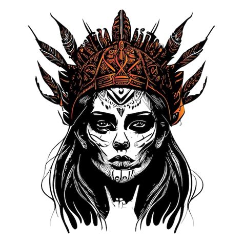 Cabeça De Menina Indiana Tatua Um Desenho Bonito E Intrincado Que