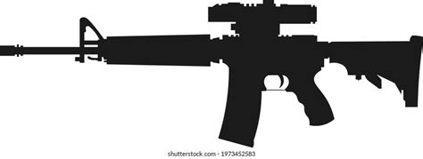 Silhouette Assault Rifle Vector Illustration White Stock Vector Royalty Free