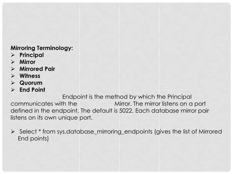 Ppt Database Mirroring Powerpoint Presentation Free Download Id