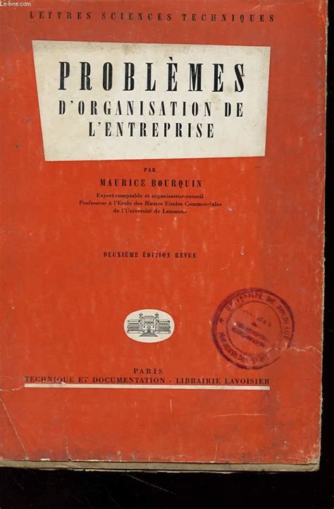 Problemes Dorganisation De Lentreprise De Bourquin Maurice Bon