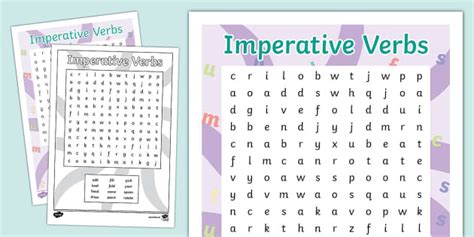 Imperative Verbs Word Search