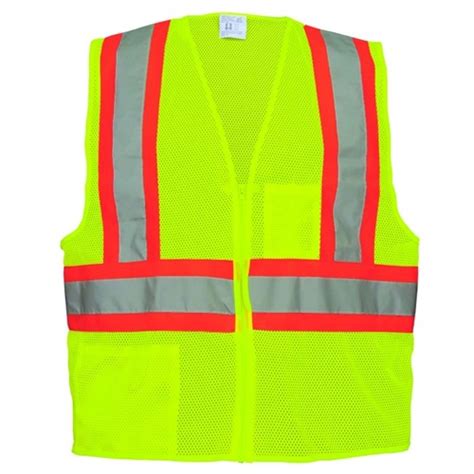 Class 2 Yellow Mesh Vest W Contrasting Striping