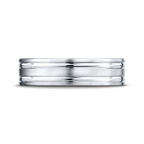 Platinum 6mm Comfort Fit Satin Finished With Parallel Grooves Carved