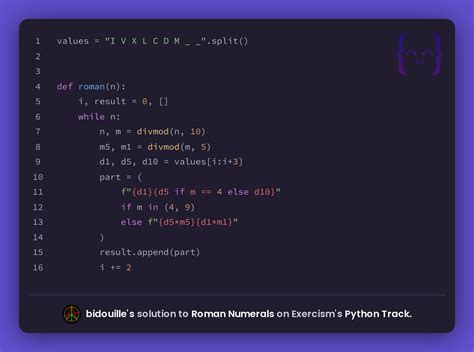 Bidouilles Solution For Roman Numerals In Python On Exercism