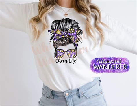 Cheer Life Messy Bun Png Cheer Messy Bun Sublimation Cheer Etsy